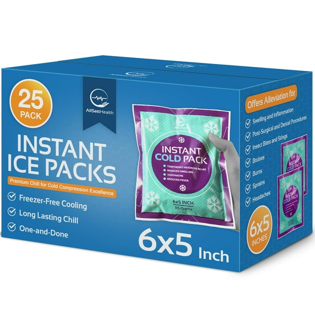 Disposable Instant Ice Packs for Injuries 100 Packs (6” x 5”) | Instant ...