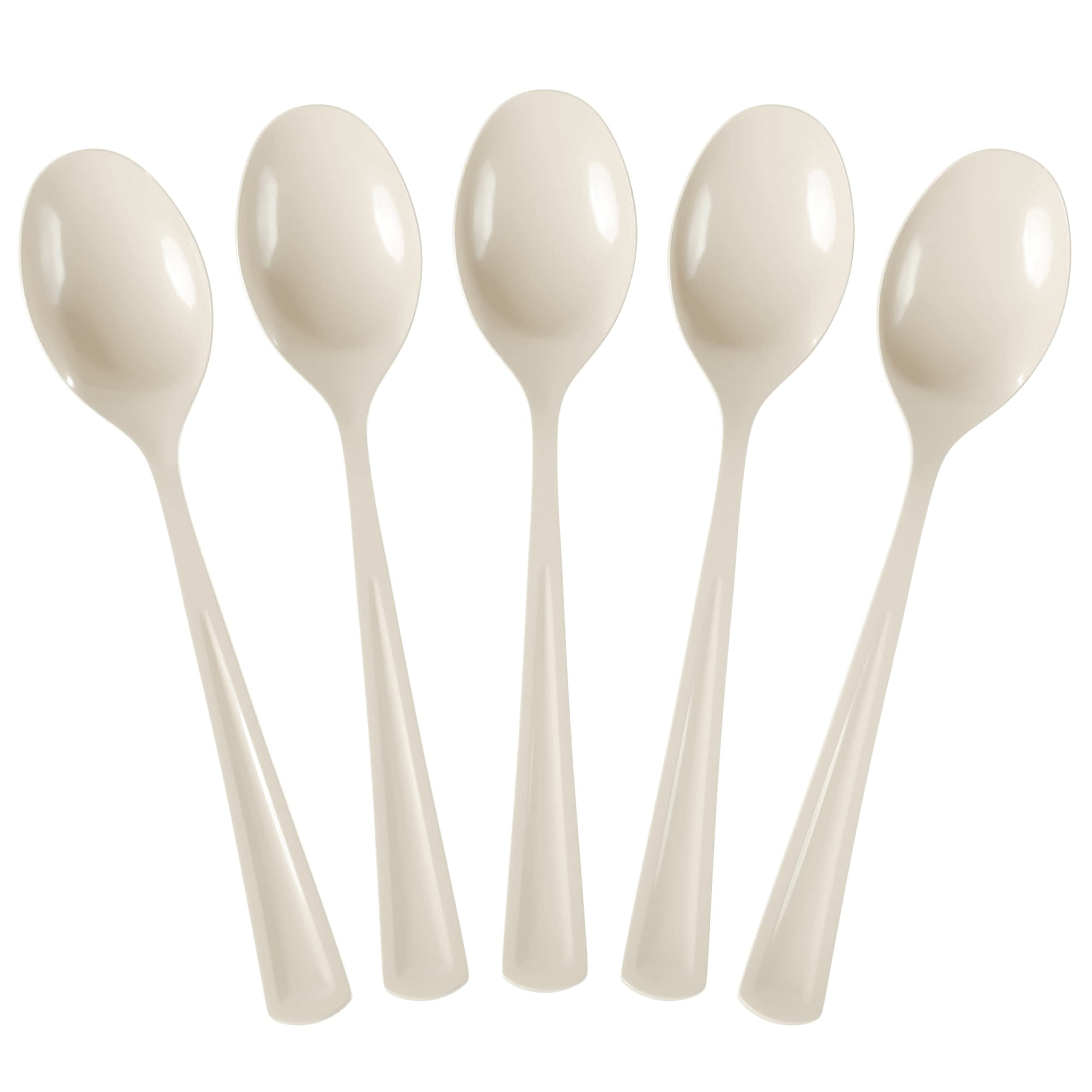 Disposable Ivory Plastic Spoons 50 Pcs - Heavy Duty Ivory Plastic ...