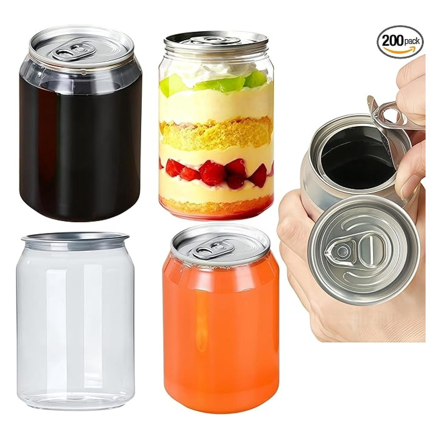 Disposable Juice Bottles 200 Pack, 8.4oz Plastic Cups with Lids ...