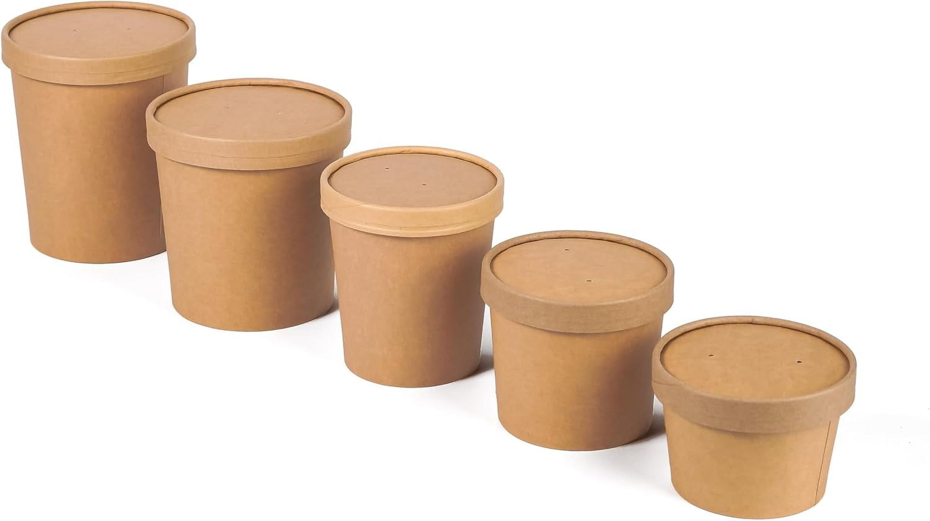 Disposable Kraft Paper Food Containers with Vented Lids - 100-Pack ...