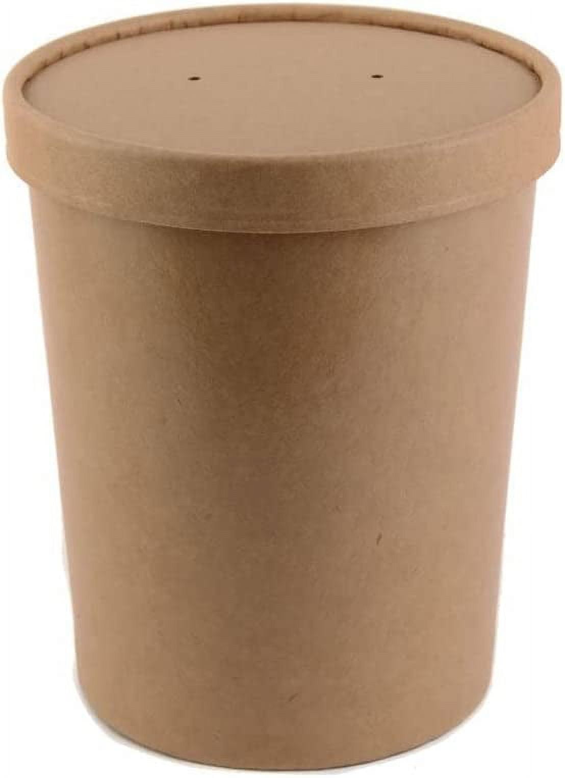 Disposable Kraft Paper Soup Containers with Lids - Paper Ice Cream Cups ...