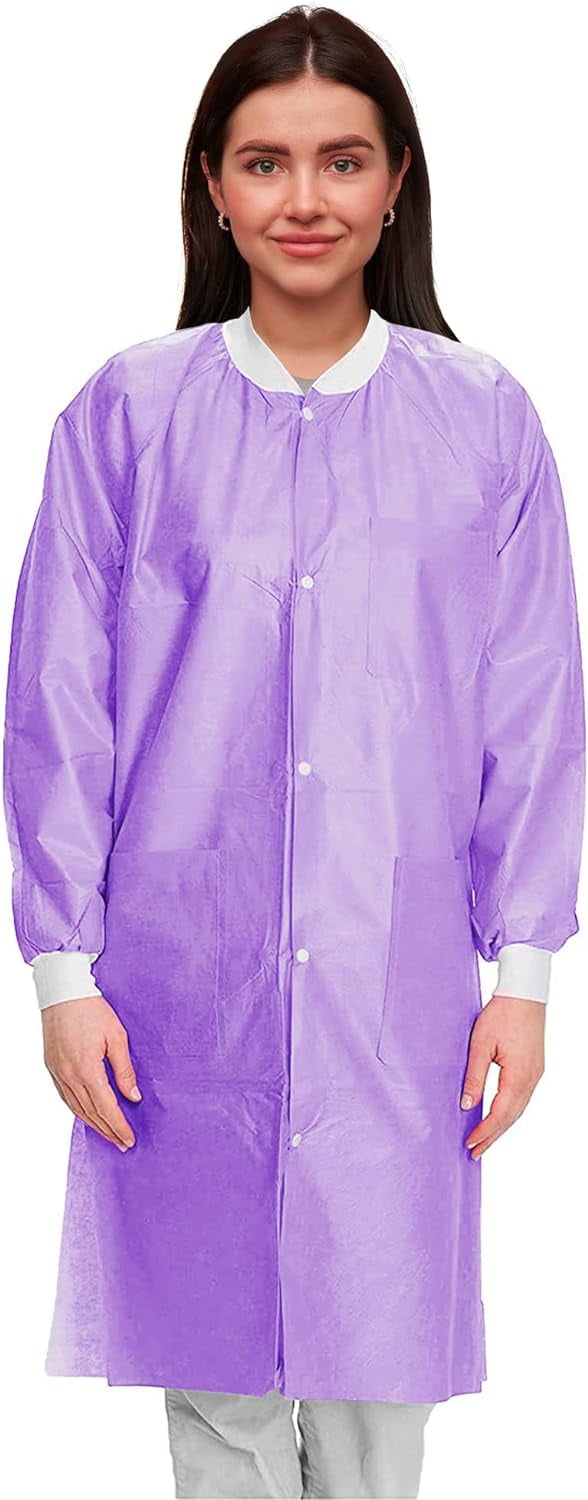 Disposable Lab Coat 44 Inches Long, Large. Pack of 10 Purple SMS ...