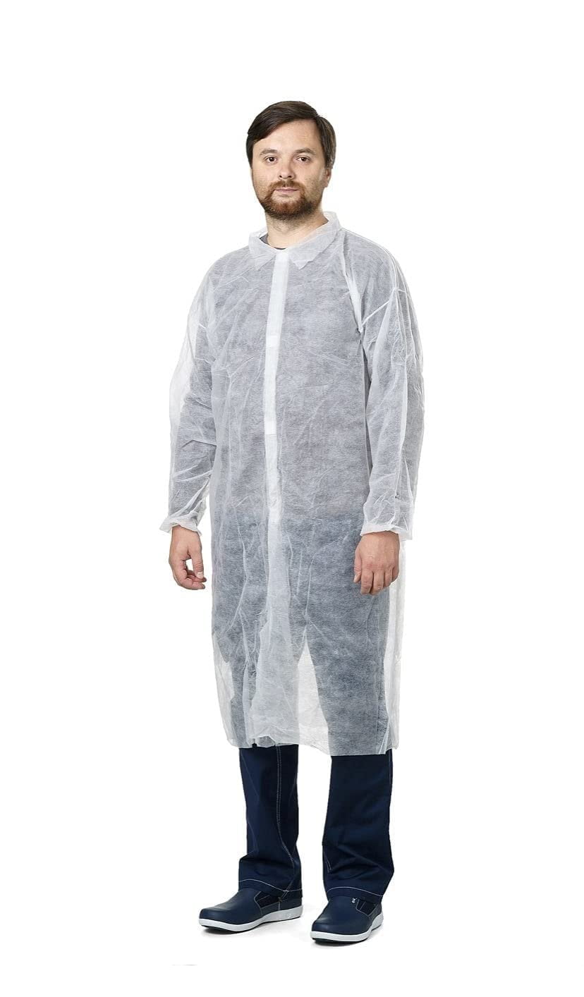 Disposable Lab Coat Medium. Pack of 30 White Adult Lab Coat Disposable ...