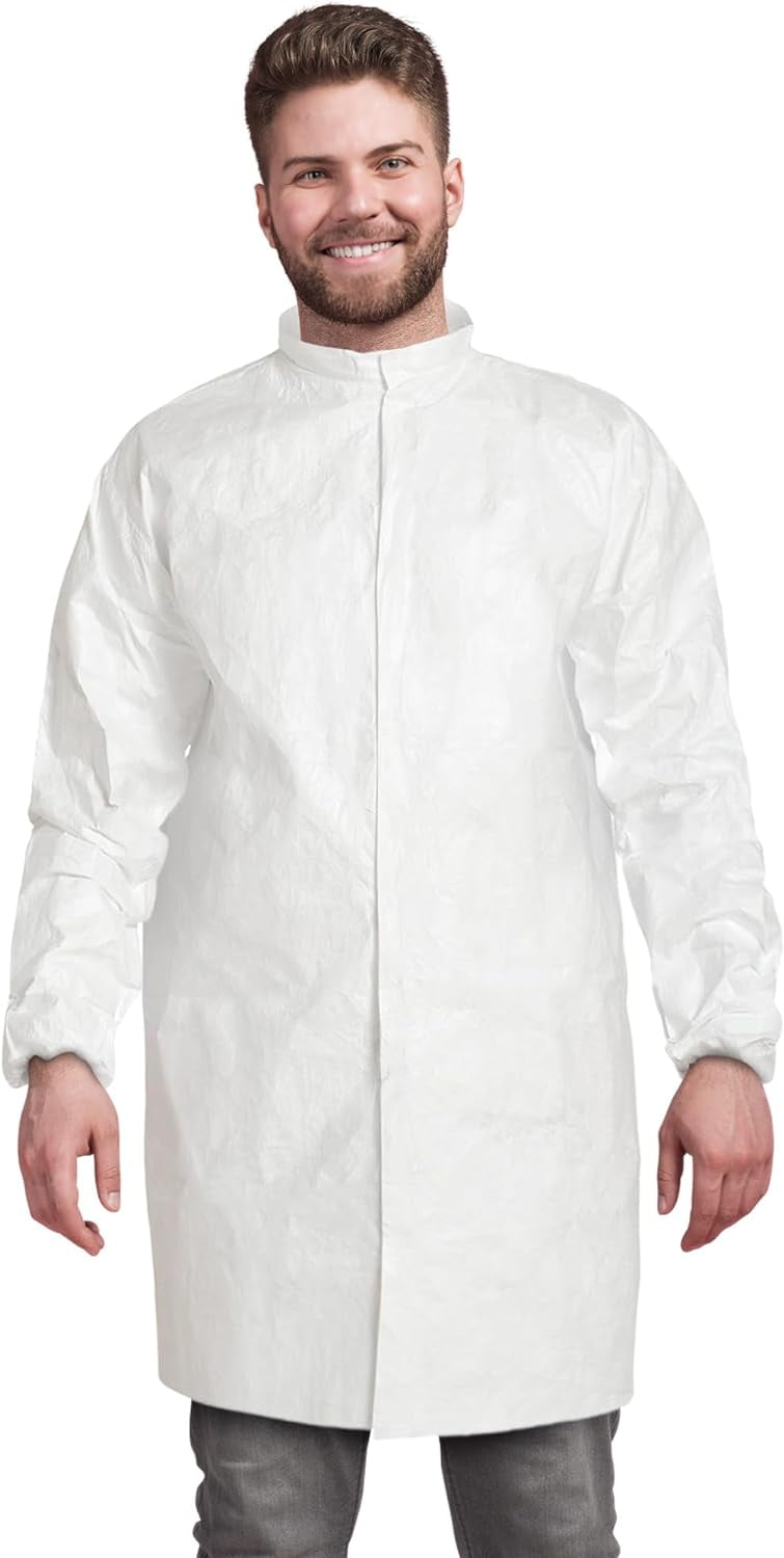 Disposable Lab Coat, XX-Large. Pack of 10 White Disposable Lab Coats ...