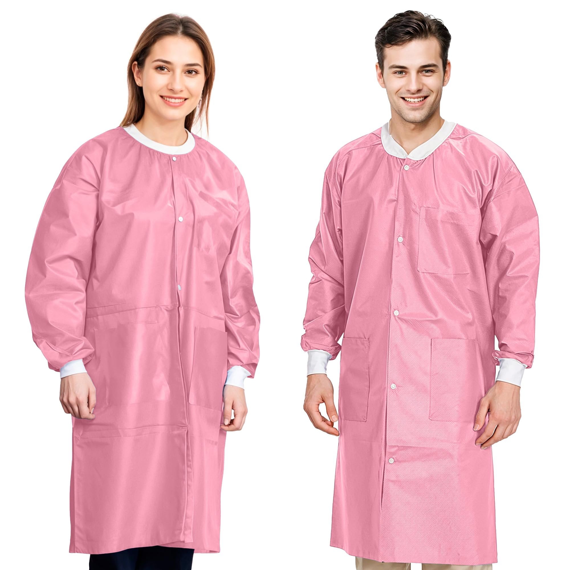 Disposable Lab Coats for Adults, 2X-Large. Pack of 5 Pink SMS Knee ...