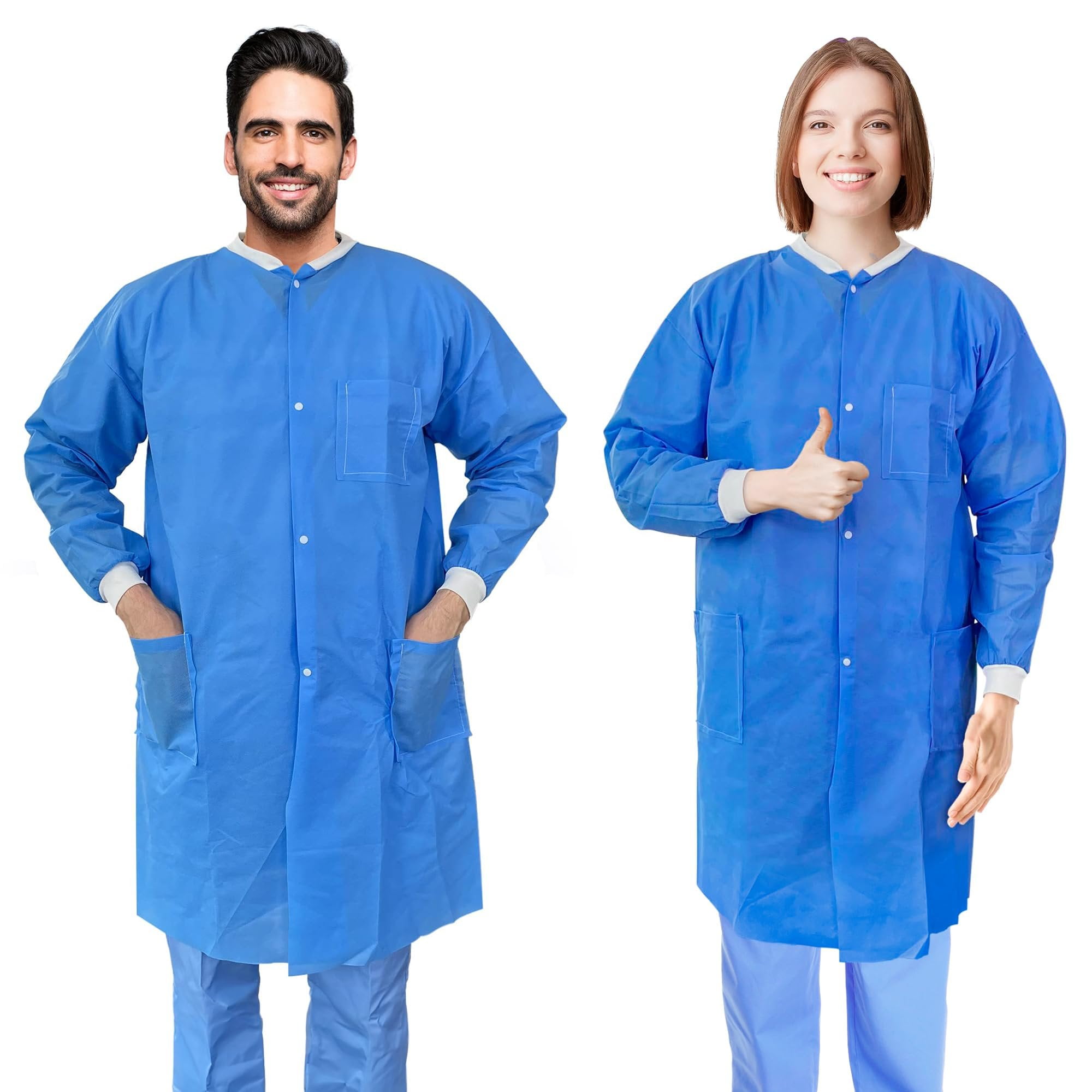 Disposable Lab Coats for Adults, 4X-Large. Pack of 30 Blue SMS Knee ...