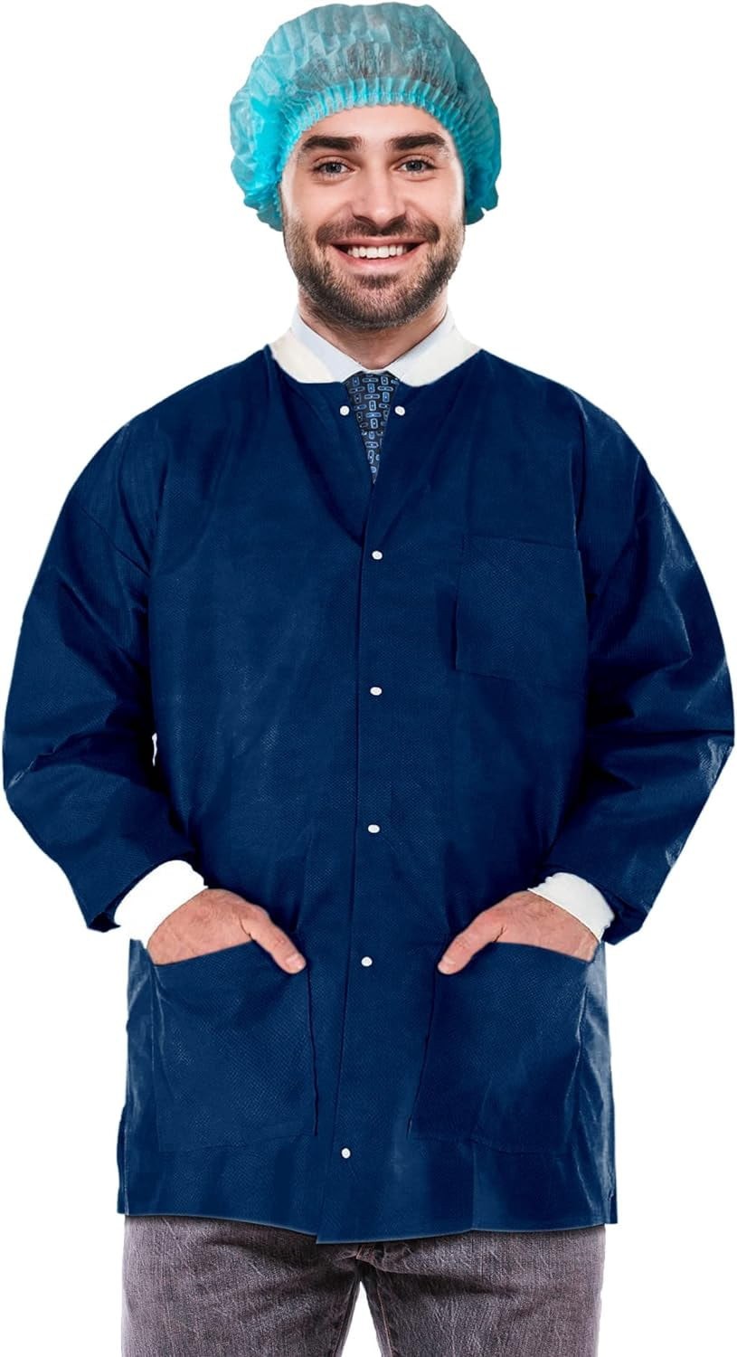 Disposable Lab Jacket, 30 Inches Long. Pack of 100 True Blue Disposable ...