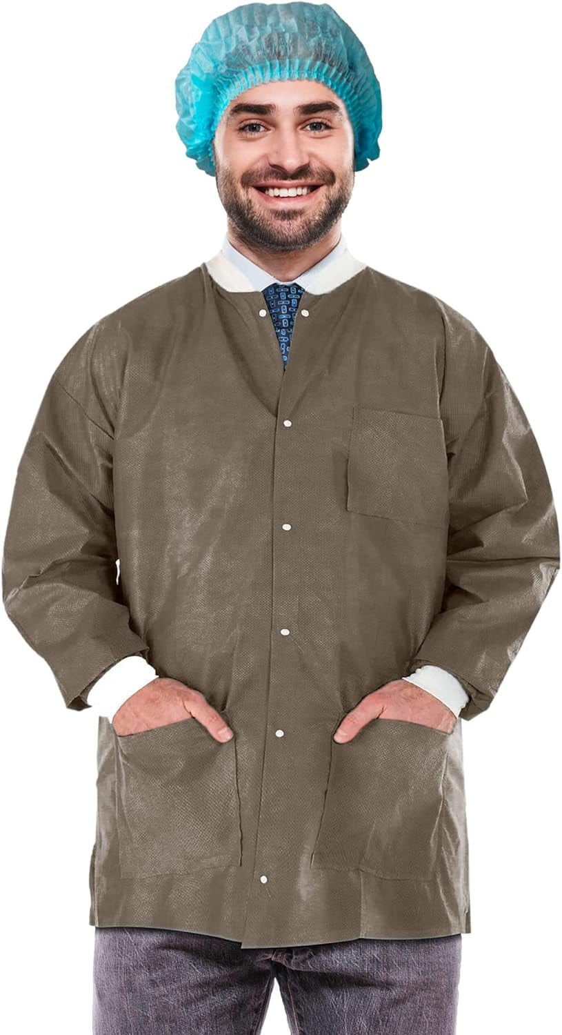 Disposable Lab Jacket, 32 Inches Long. Pack of 100 Coffee Disposable ...