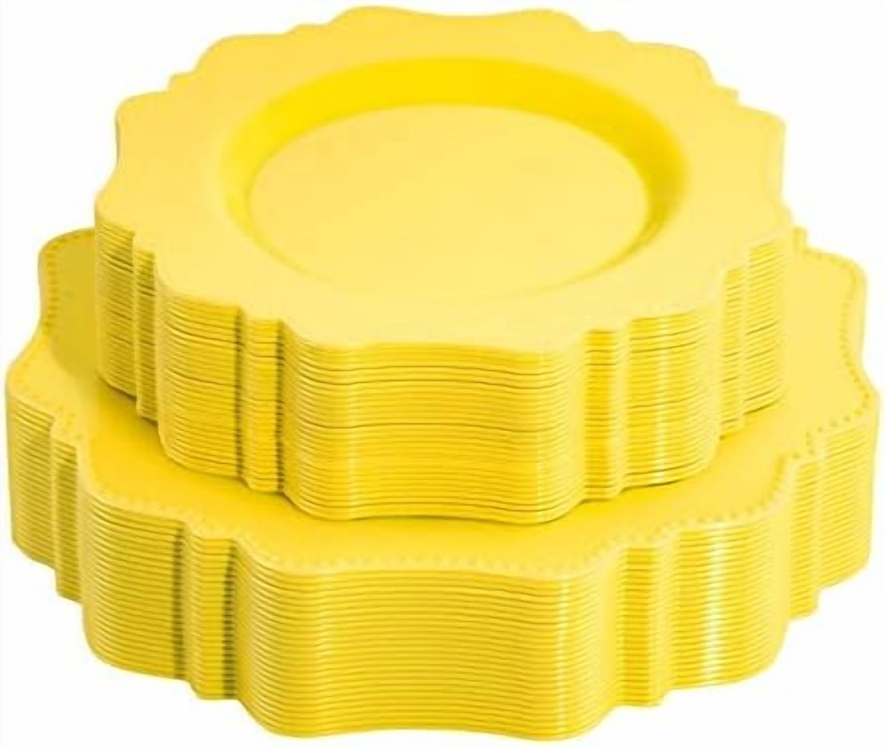 Disposable Lemon Yellow Plastic Plates 60Pcs, Thanksgiving Plastic ...
