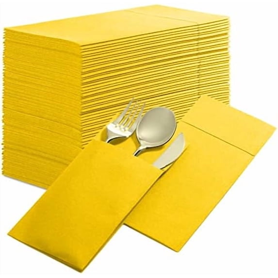 Disposable Linen-Feel Dinner Napkins with Built-in Flatware Pocket, 500 ...