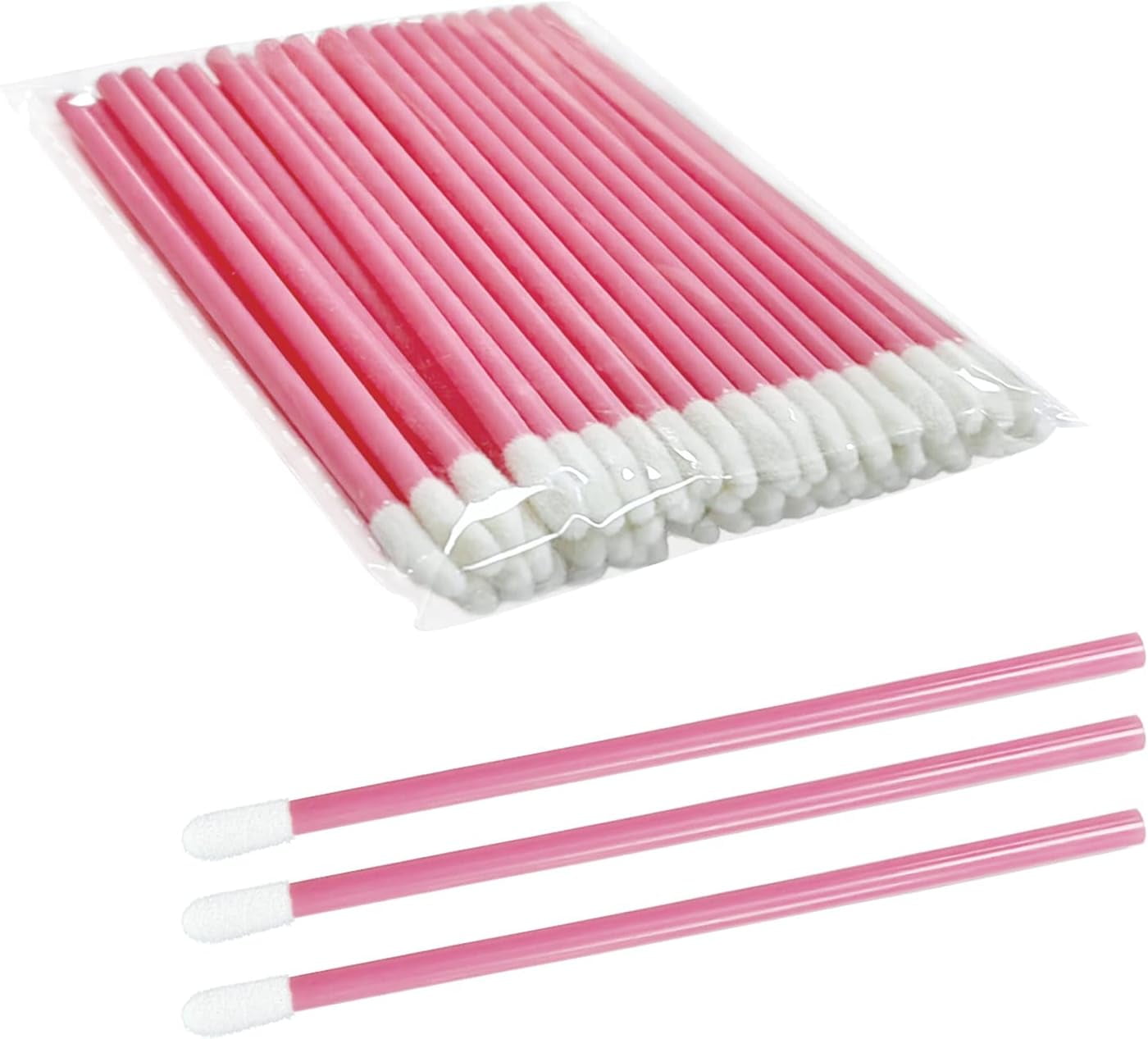 Disposable Lip Brush Wands, 50Pcs Pink Lipstick Applicator Lip Gloss ...