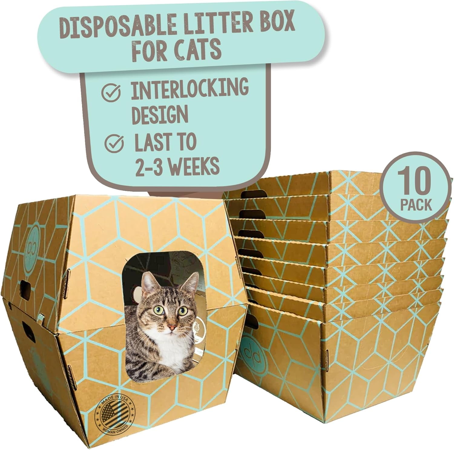 Disposable Litter Box No Plastic Solution (10 Tray) w/ Low Entry ...