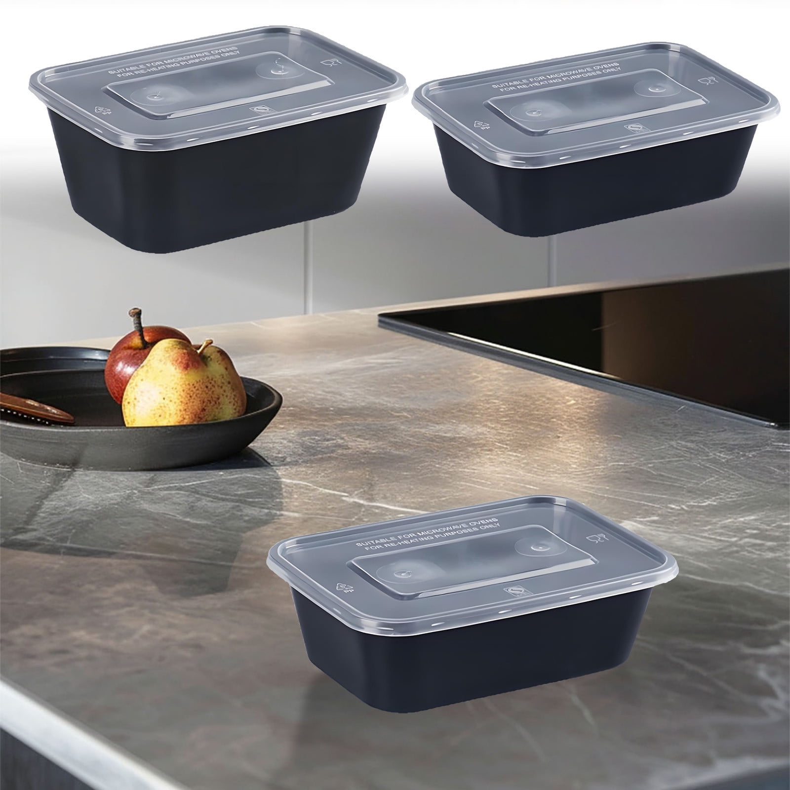 Disposable Lunch Boxes, Food Grade Plastic Rectangular Containers with ...