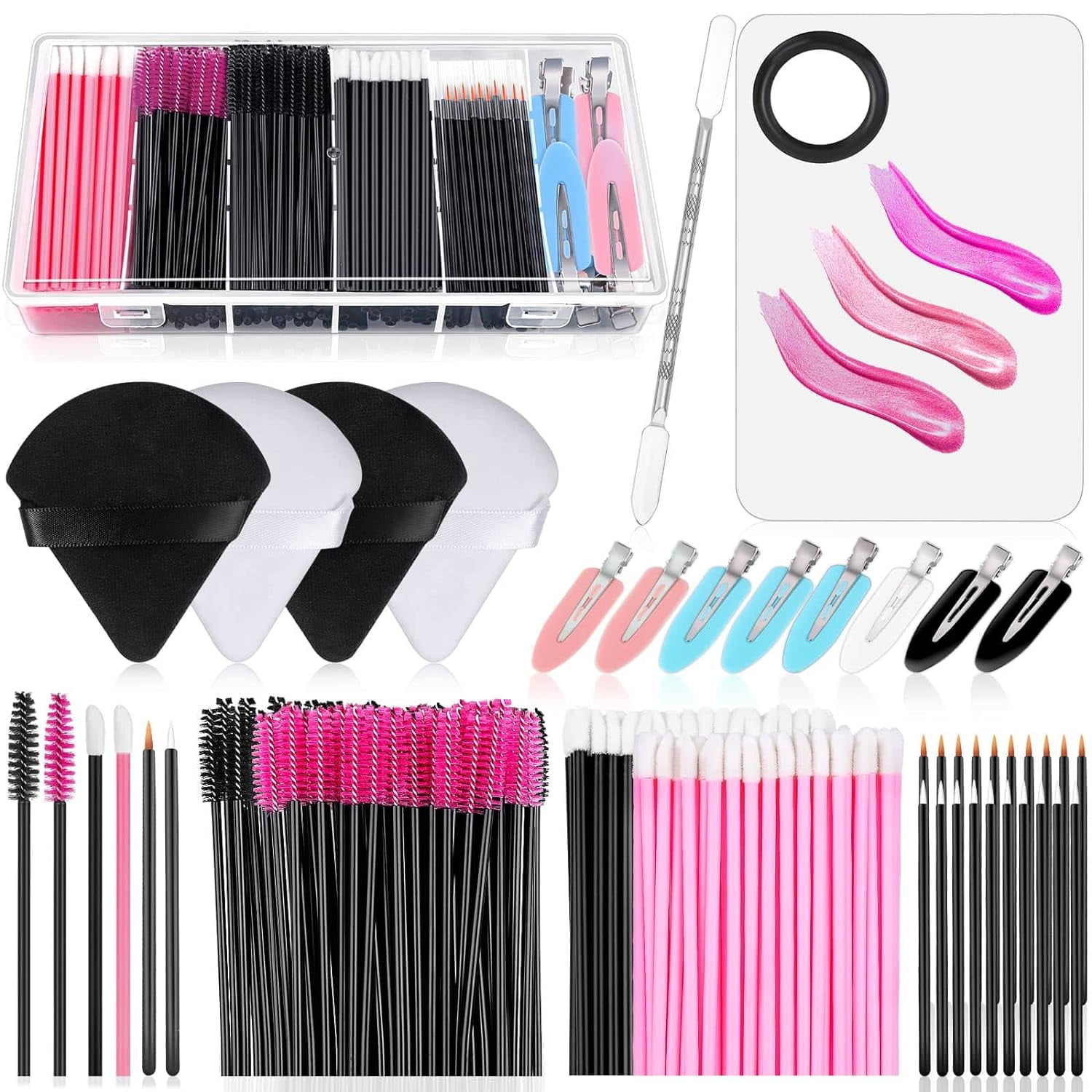 Disposable Makeup Applicators Kit with Triangle Puff Mixing Palette ...