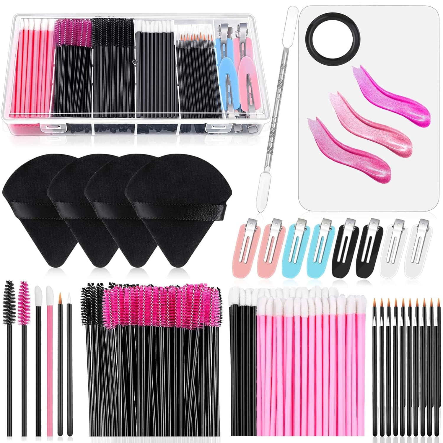 Disposable Makeup Applicators Kit with Triangle Puff Mixing Palette ...