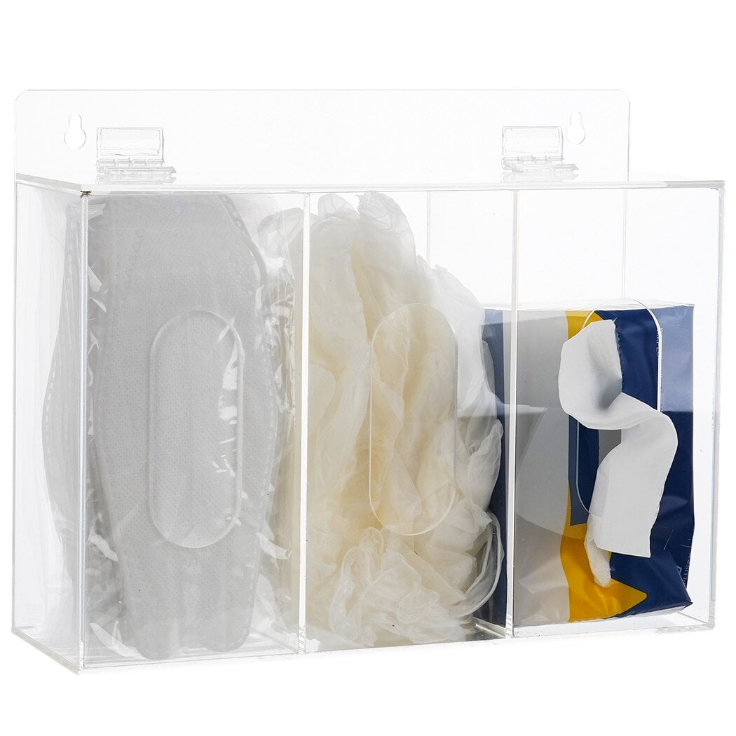 Disposable Mask Dispenser Box, Acrylic Gloves Holder Case with Flip Lid ...