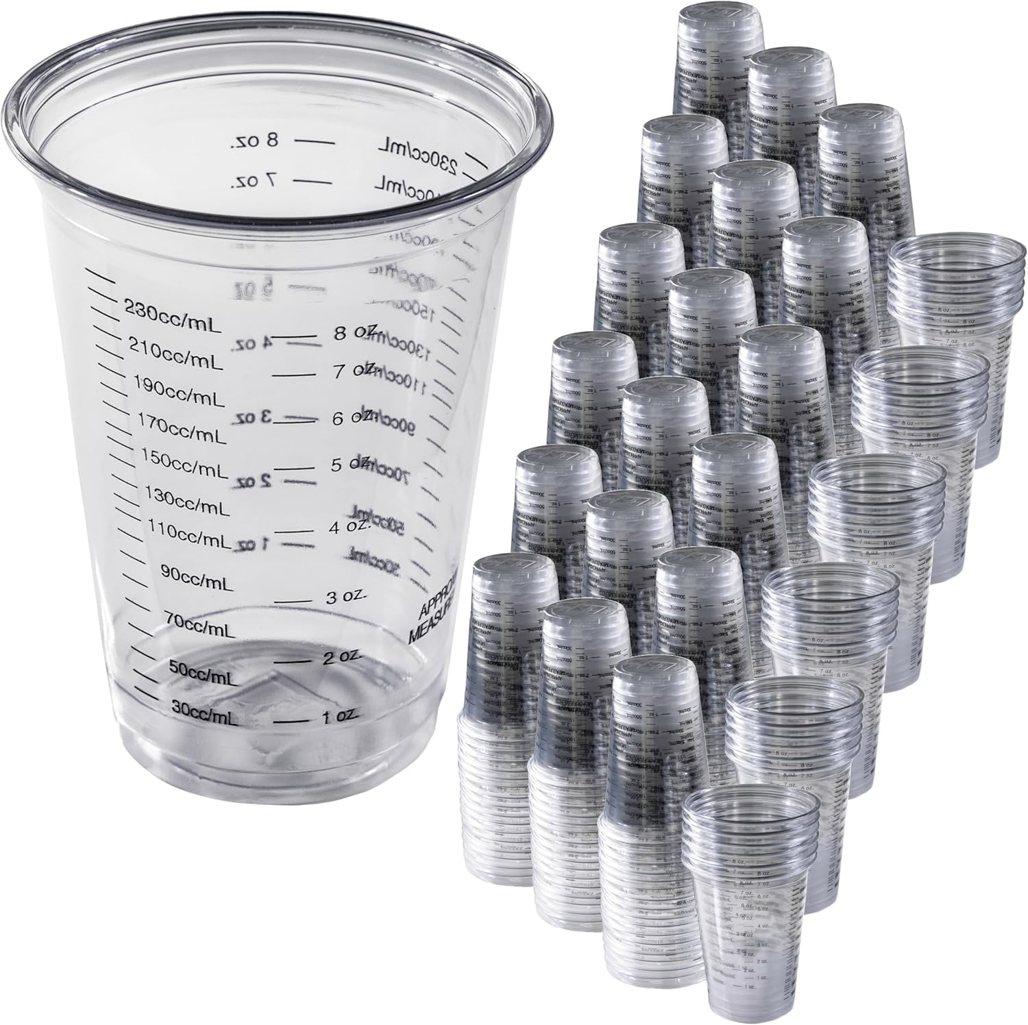 Disposable Measuring Cups 10 oz [Pack of 300] Clear Plastic Graduated ...