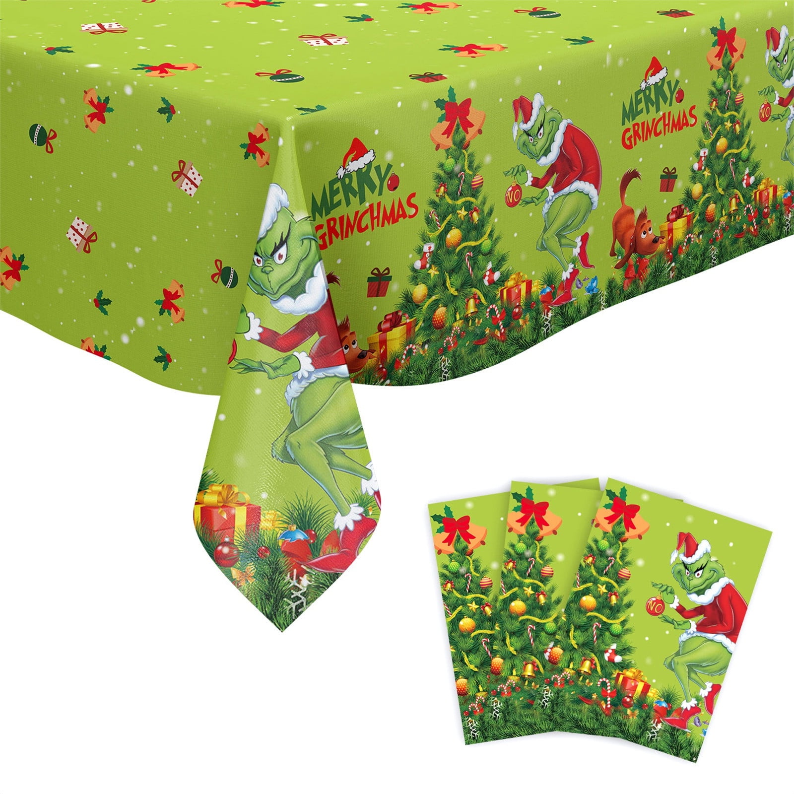 Disposable Merry Grinchmas Christmas Plastic Tablecloth Grinch Table ...