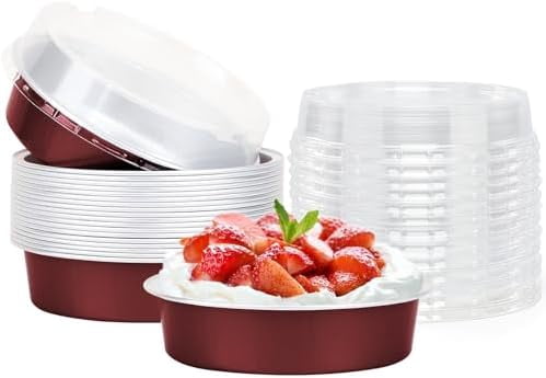 Disposable Mini Pie Tins with Lids, 20 Pack 4” 7.3oz 215ml Small Round ...
