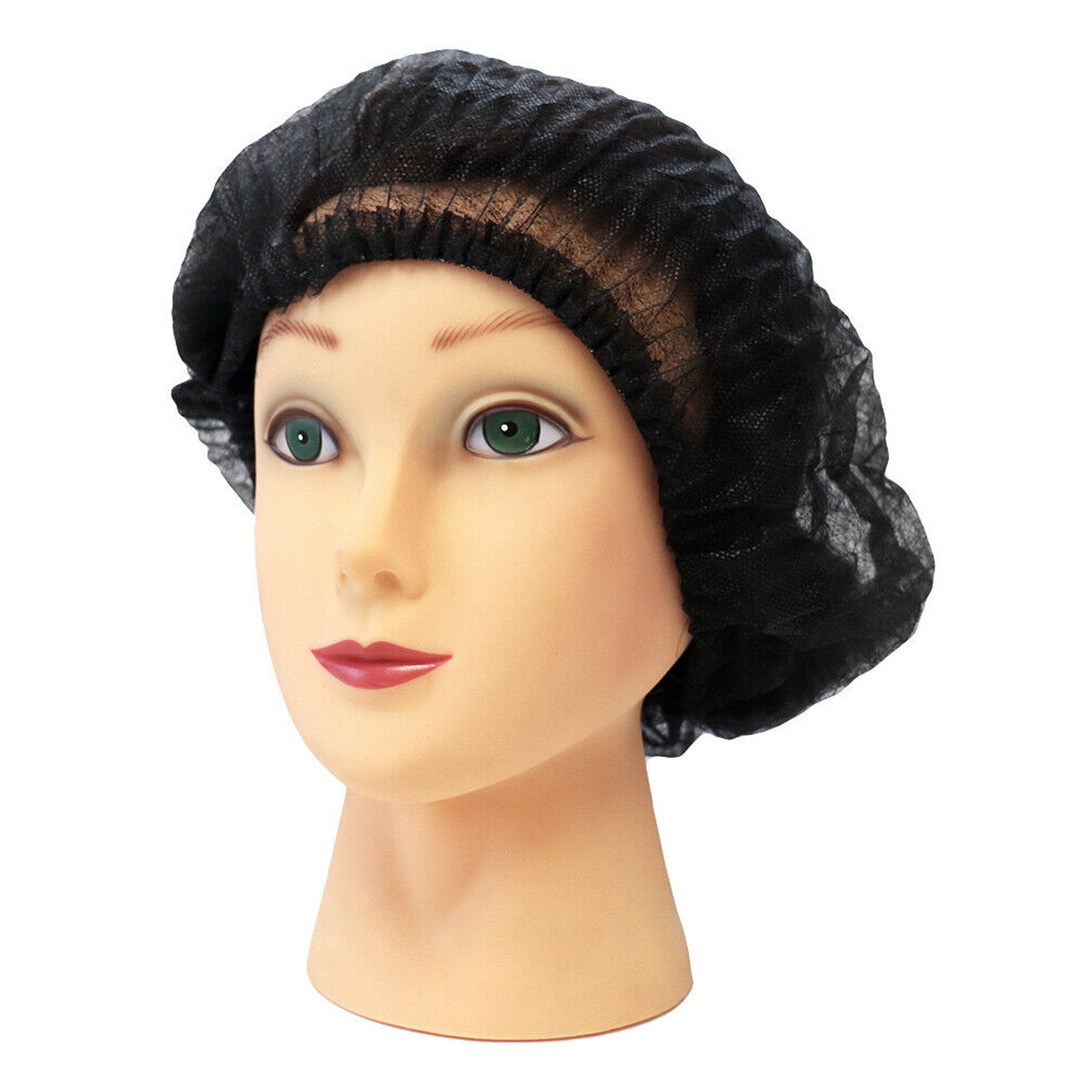 Disposable Mob Caps 21" Latex Free Hair Mobcap Non Woven White & Black ...