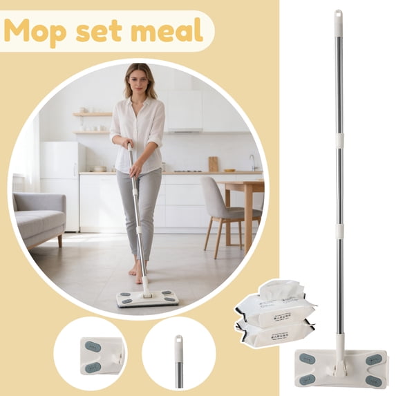 Disposable Mop with Electrostatic Dusting Cloths, Wet and Dry Floor ...