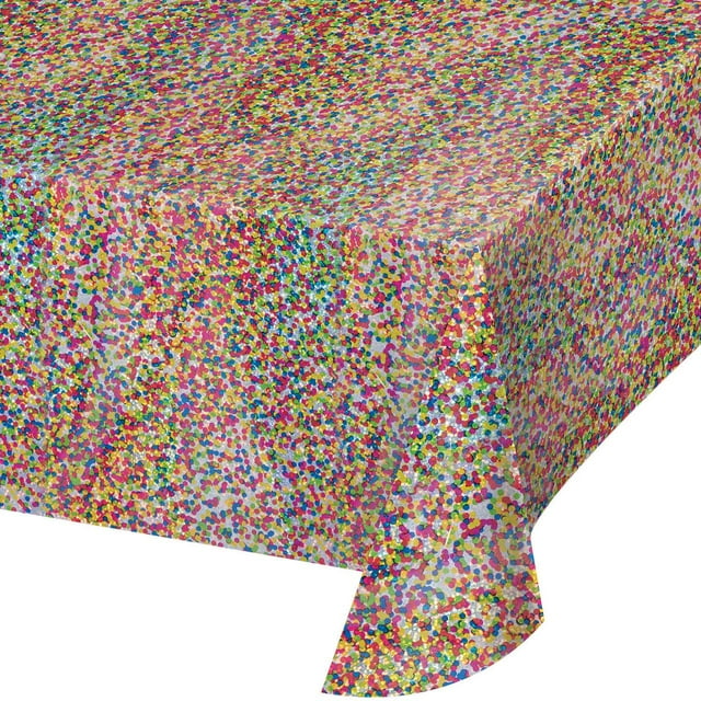 Disposable Multicolor Prismatic Dots Plastic Tablecloth, 54" x 84" in ...