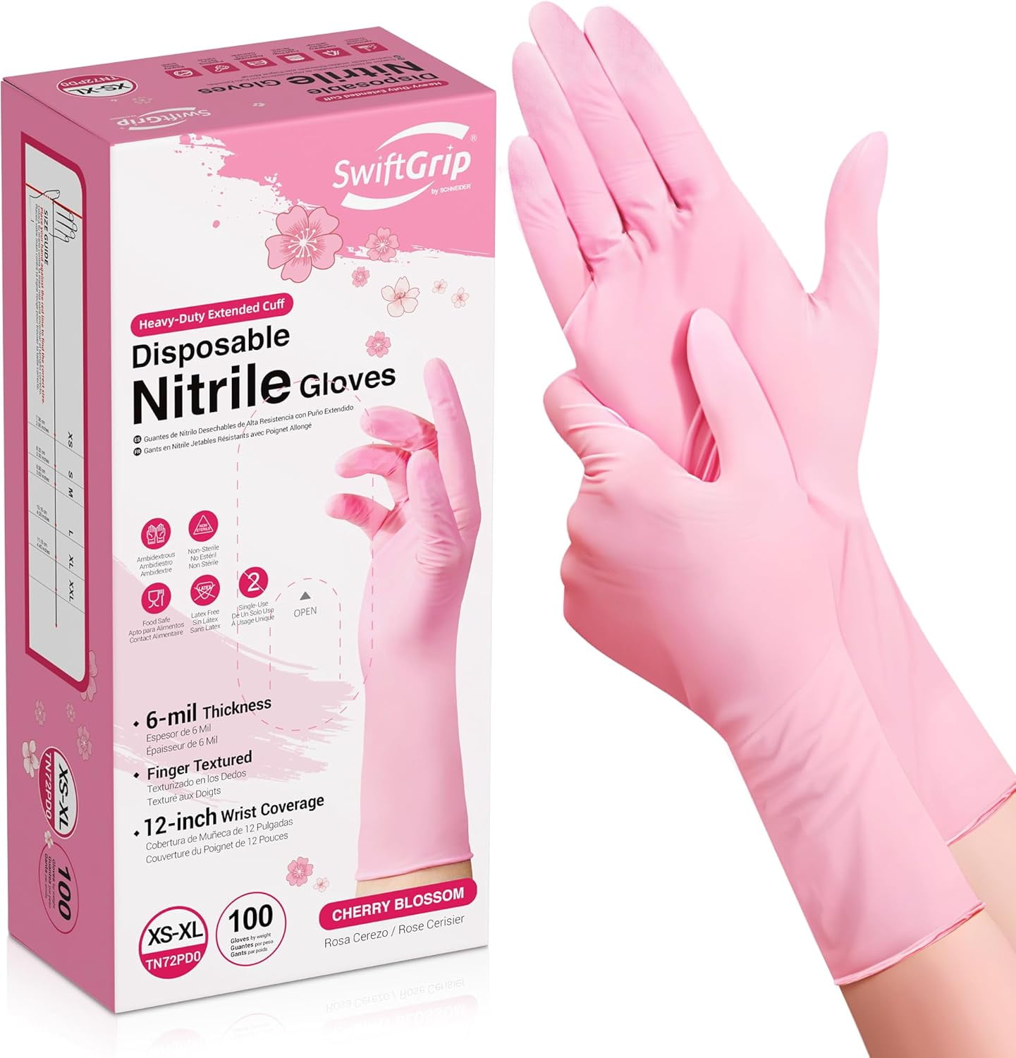 Disposable Nitrile Dishwashing Gloves, Extended 12 Inches Cuff, 6-mil ...