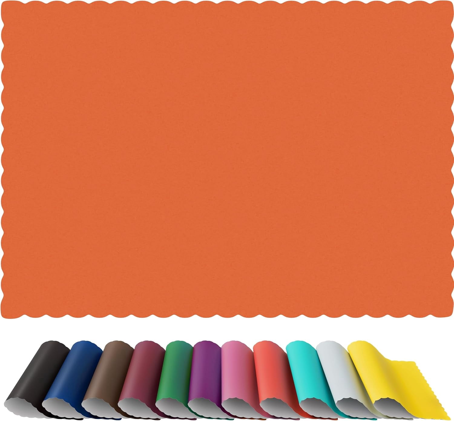 Disposable Orange Paper Placemats with Scalloped Edge, 100 Count ...