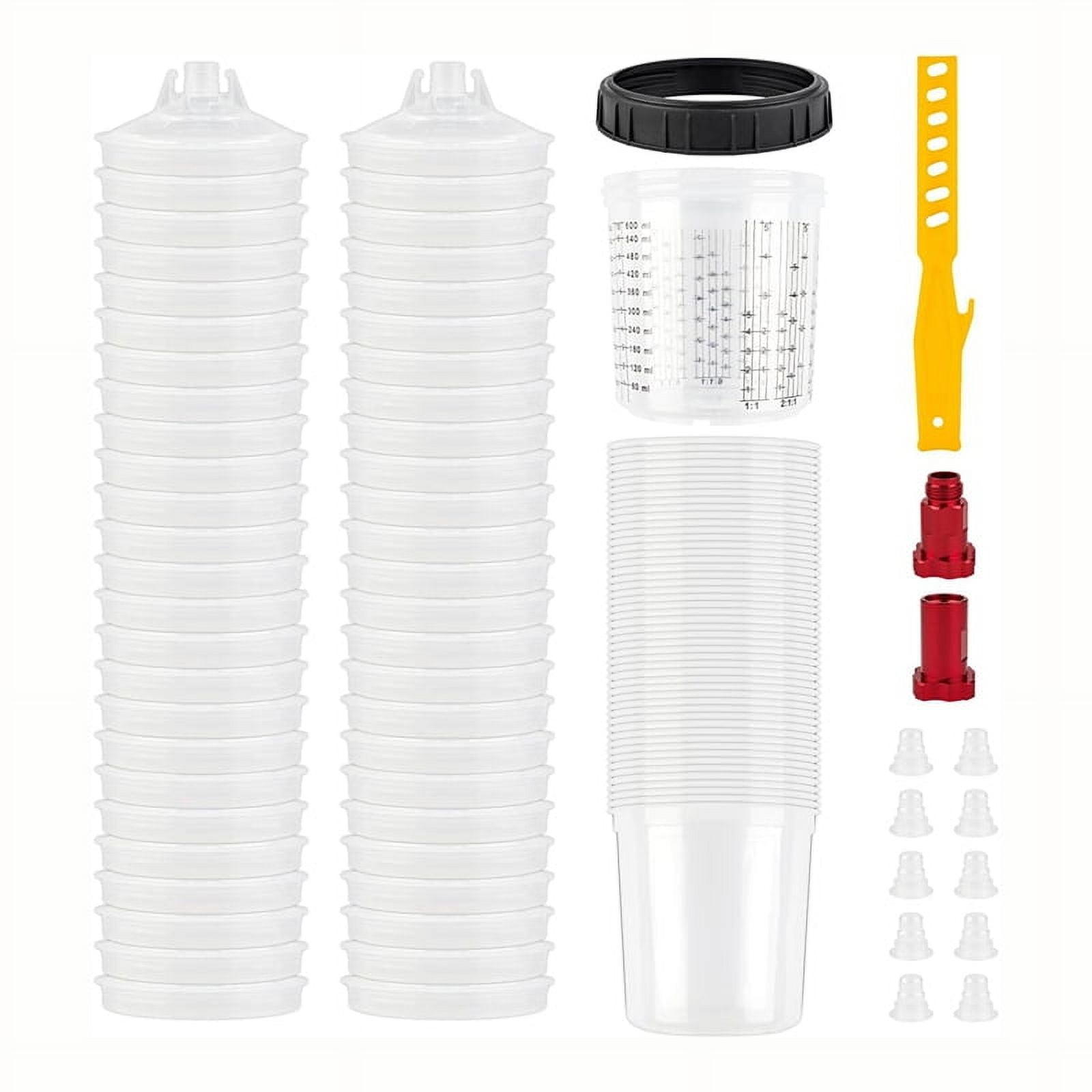 Disposable Paint Mixing Cup System 50Pack Paint Cups with Lids,Hard Cup ...