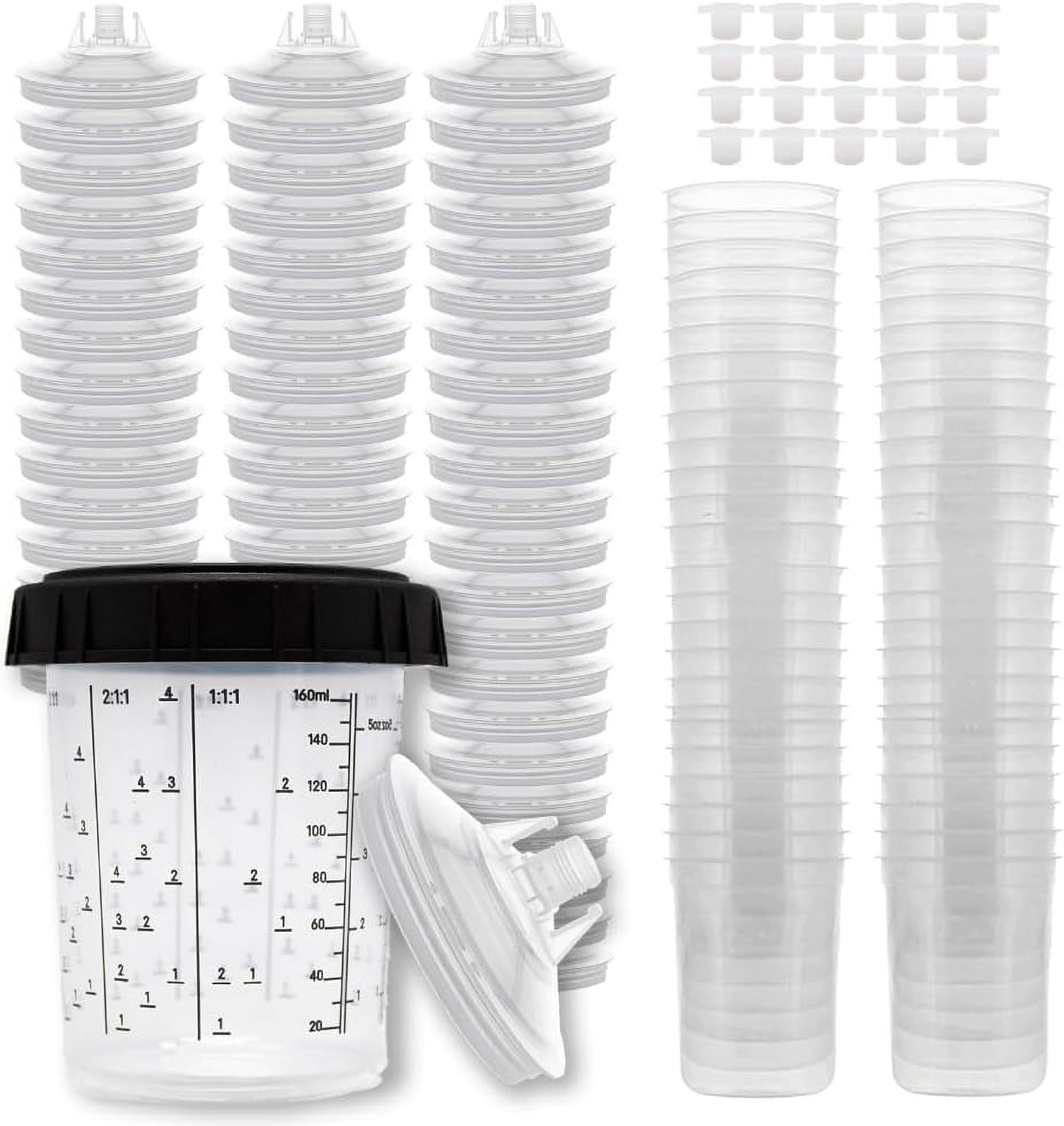 Disposable Paint Spray Gun Cups Liners and Lid System, 50 Pack Mini ...
