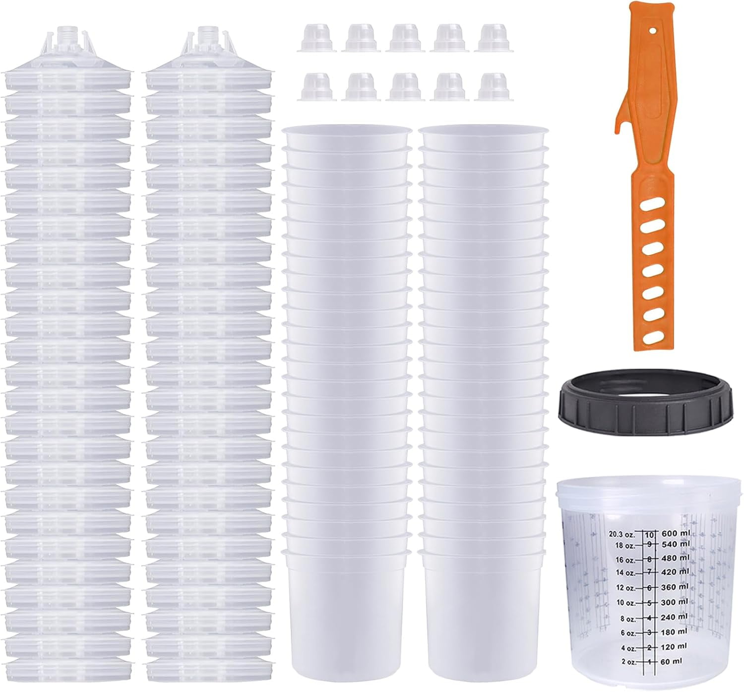 Disposable Paint Sprayer Gun Cup 20 Ounce(600ML) Kit with 10 Cups and ...