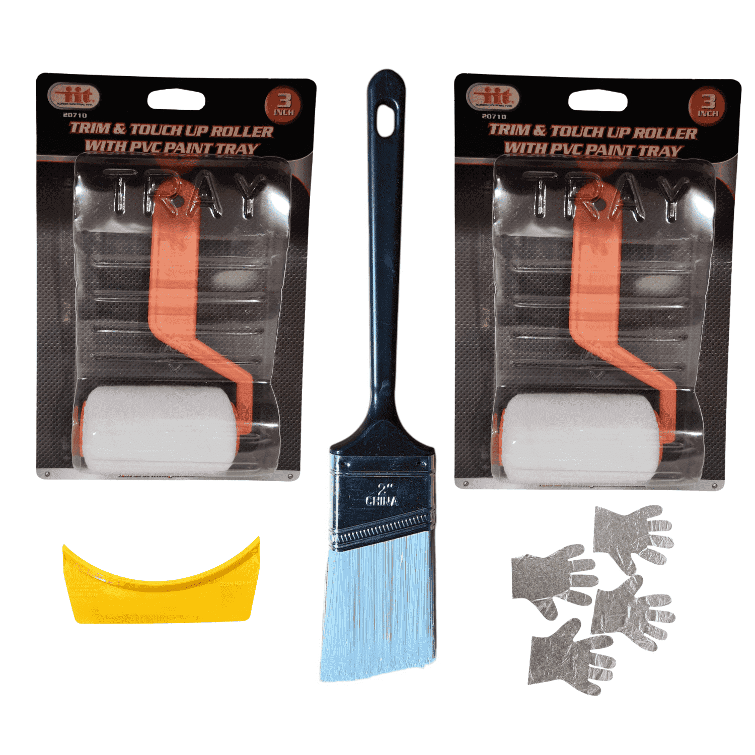Disposable Paint TouchUp Kit including - 2 Rollers & 2 Trays, 1 Brush ...