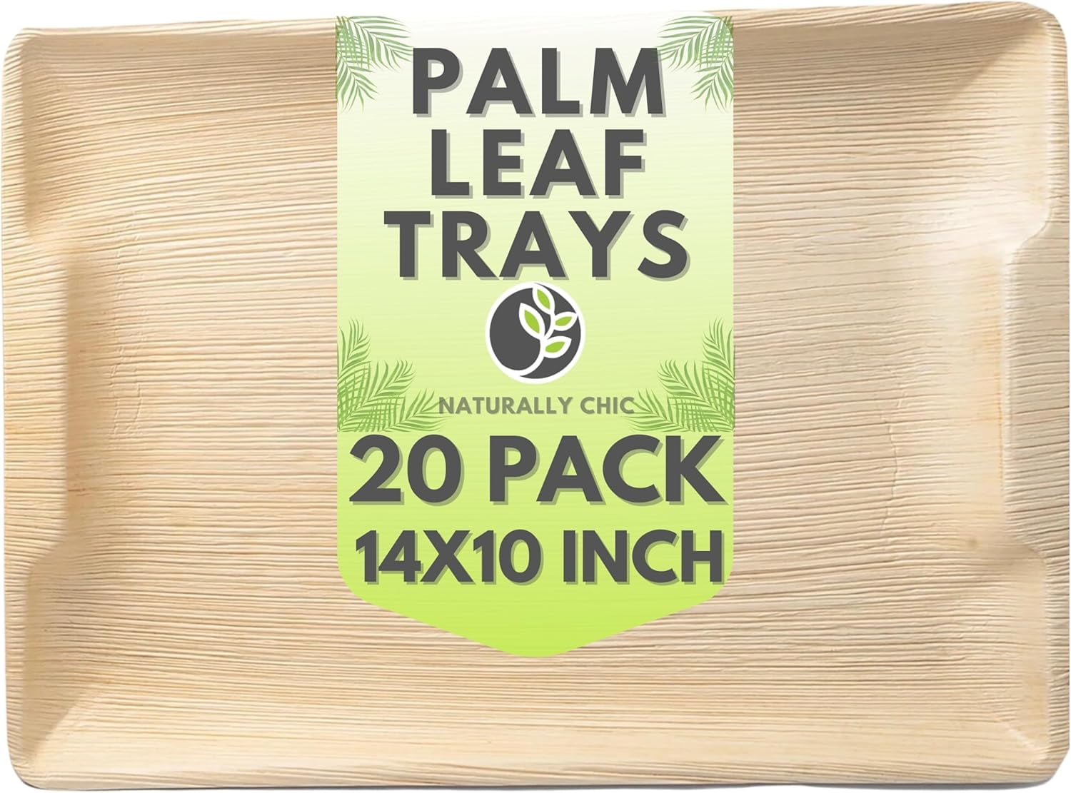 Disposable Palm Leaf Trays 14" x 10" Bamboo Serving Platters 20 Pack ...
