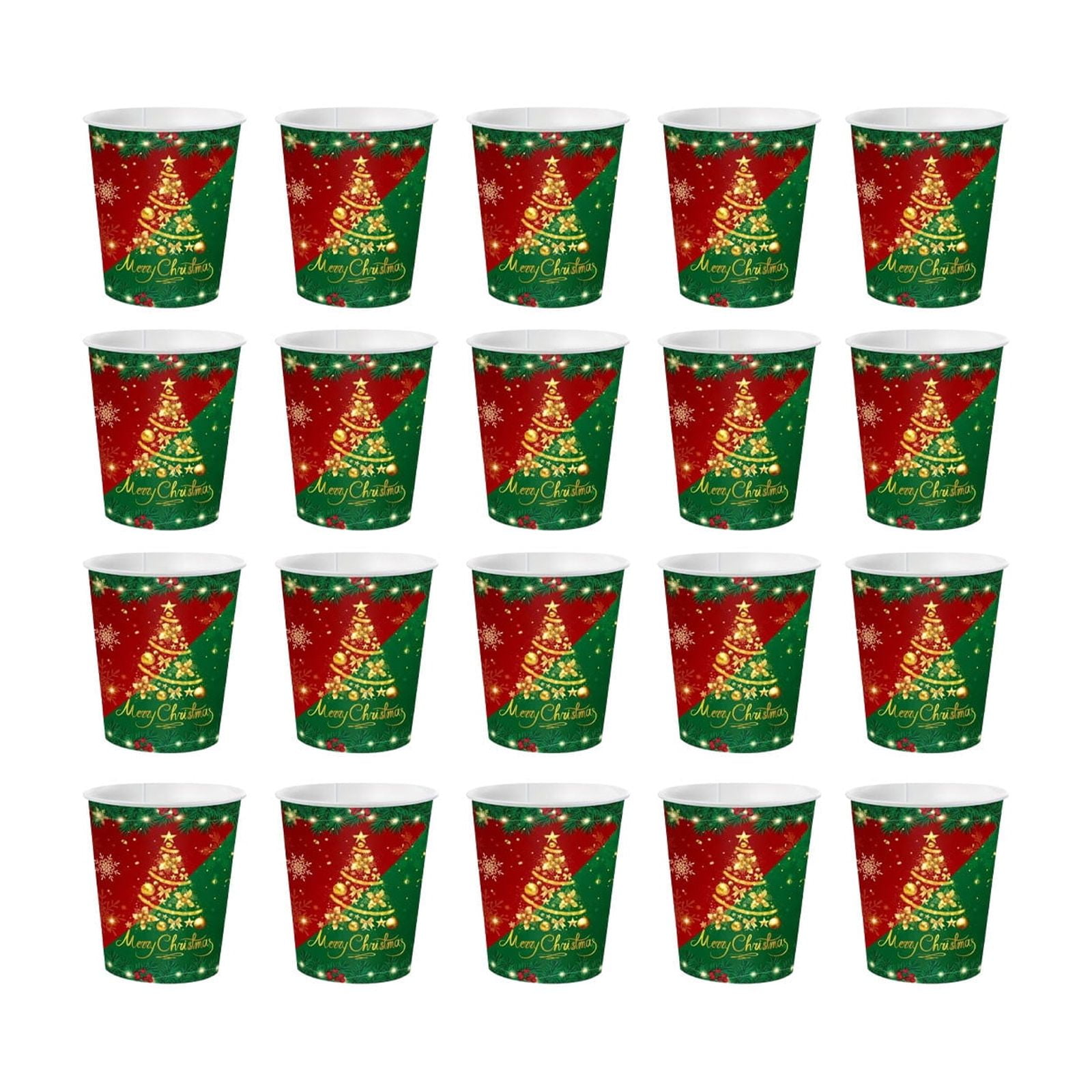 Disposable Paper Christmas Tree Snowflake Bells Dessert Cups, Red ...