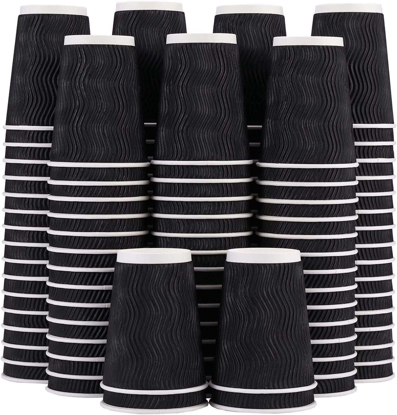 Disposable Paper Coffee Cups Insulated, Corrugated Kraft Ripple Wall ...
