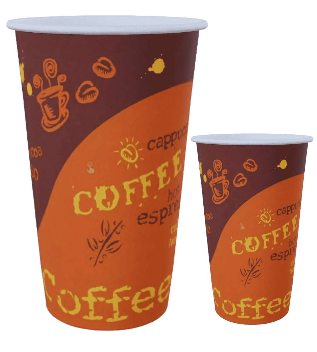 Disposable Paper Coffee Cups with Plastic lids, sleeve for Hot and Cold ...