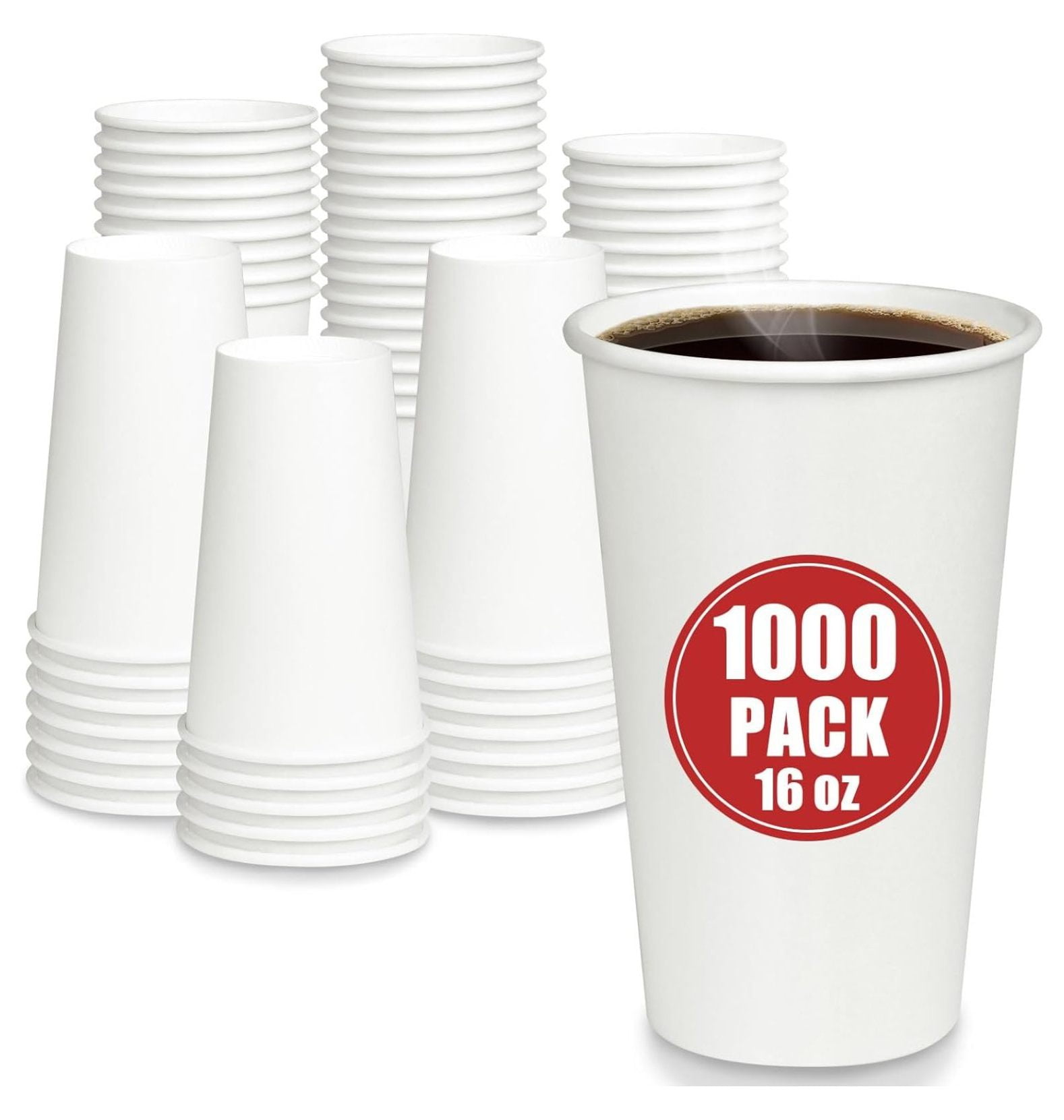 Disposable Paper Cups 1000 Pack 16 oz Paper Coffee Cups White Paper Tea ...