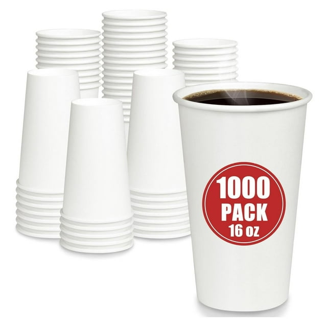 Disposable Paper Cups 1000 Pack 16 oz Paper Coffee Cups White Paper Tea ...