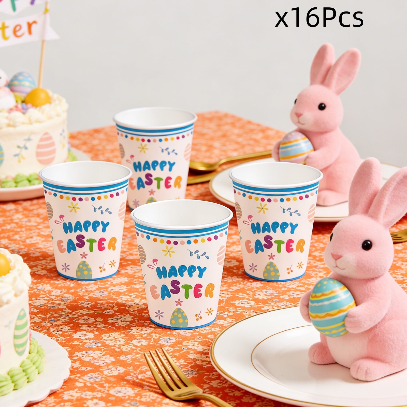 Disposable Paper Cups 16-Pack Easter Party Supplies for Beverages and ...