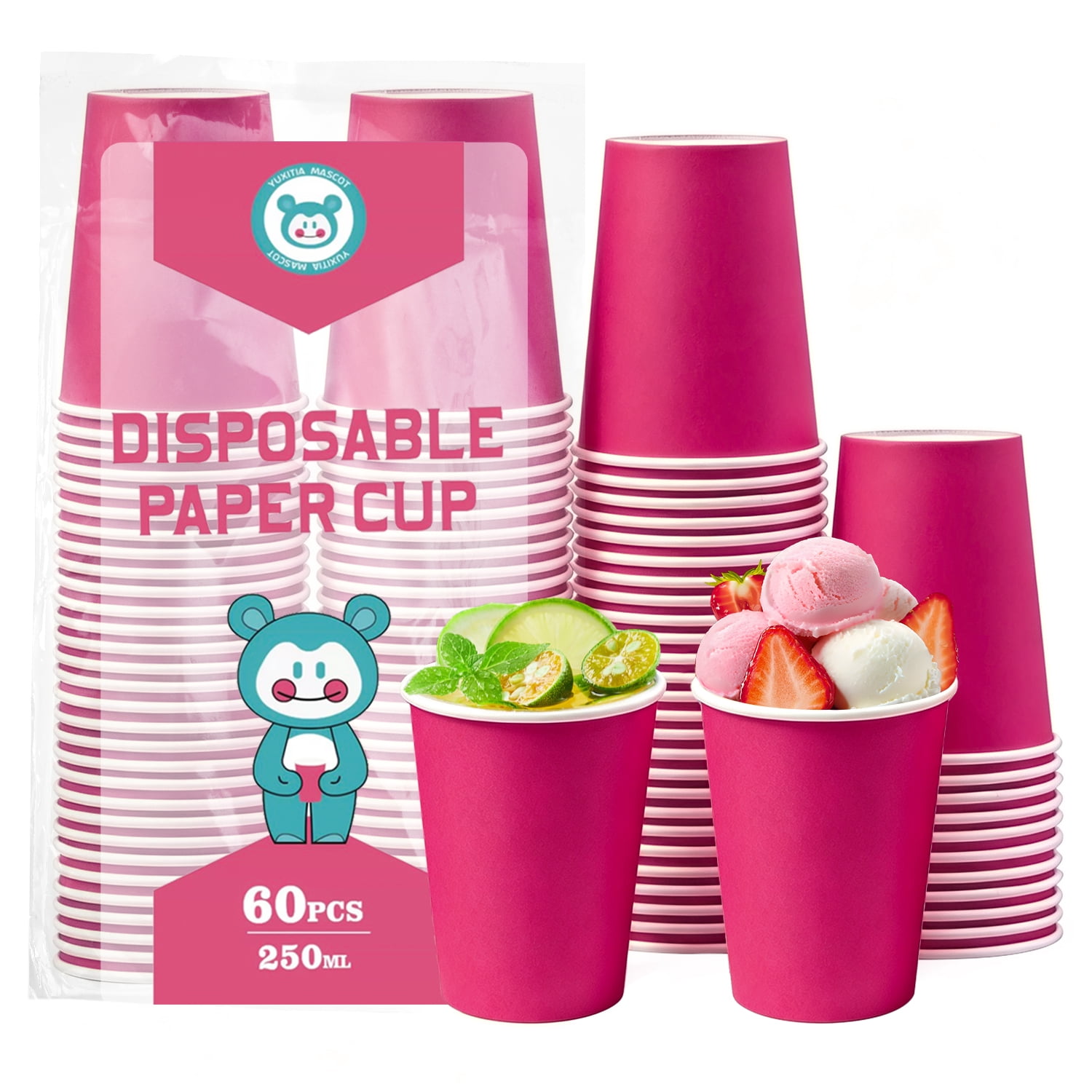AOBAIWO Disposable Paper Cups, 60pcs Color Paper Cups For DIY Wedding ...