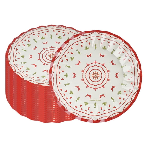 Disposable Paper Plates 8.5 Inch, 50 Pcs Red Disposable Plates for ...