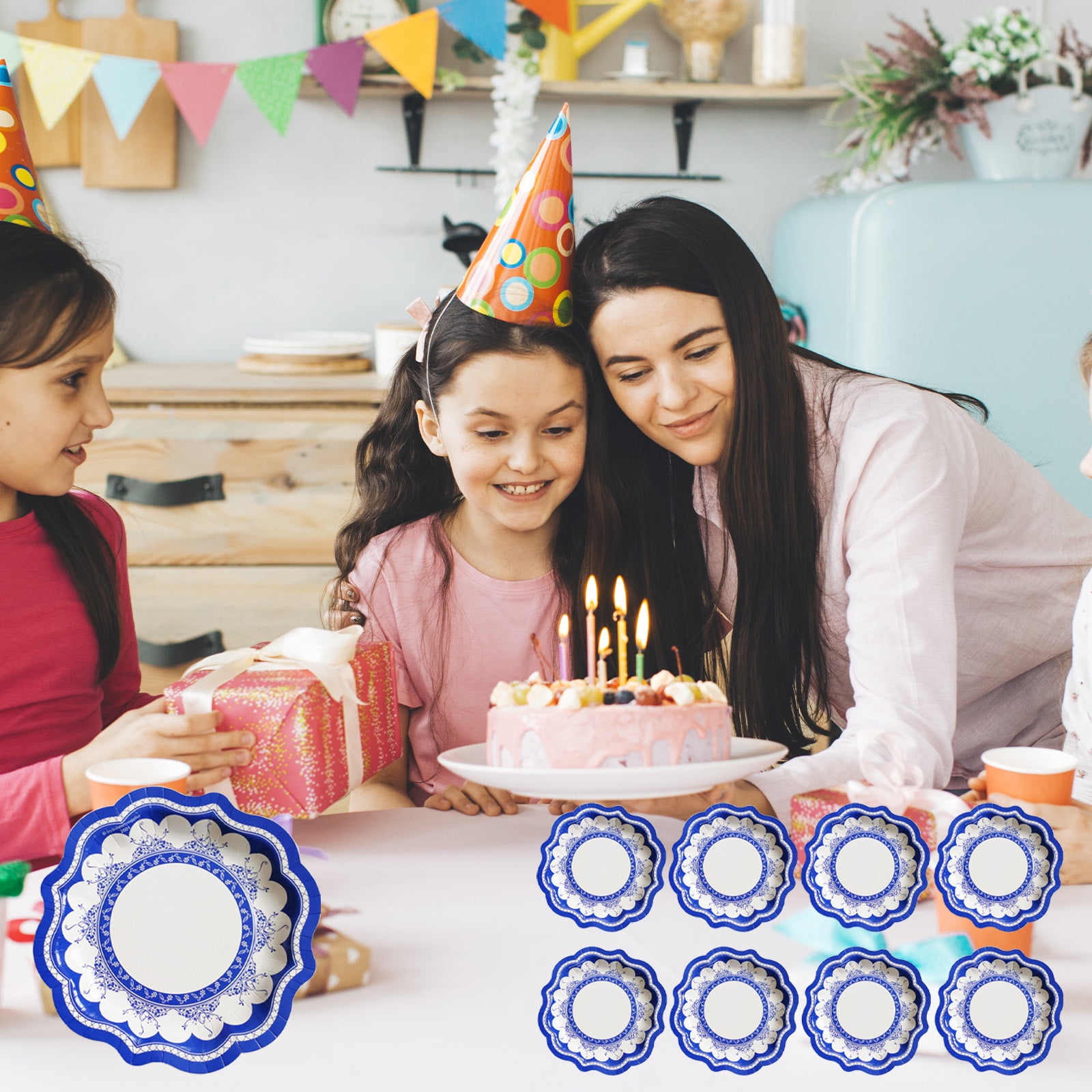 Disposable Paper Plates, 8 Count, 9-Inch Round Dinner Plates ...