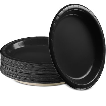 PLASTICPRO 6” Elegant Black Disposable Plates for Parties, Durable ...