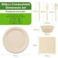 Disposable Paper Plates Set 300PCS Compostable Sugarcane Dinnerware ...