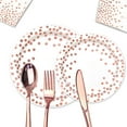 Disposable Paper Set-White Rose Gold Polka Dot Paper Cups & Plates ...