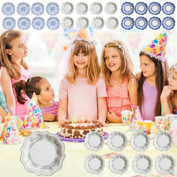 Disposable Paper Trays 8 Pack Blue Disposable Paper Plates 8.66x8.66x1 ...