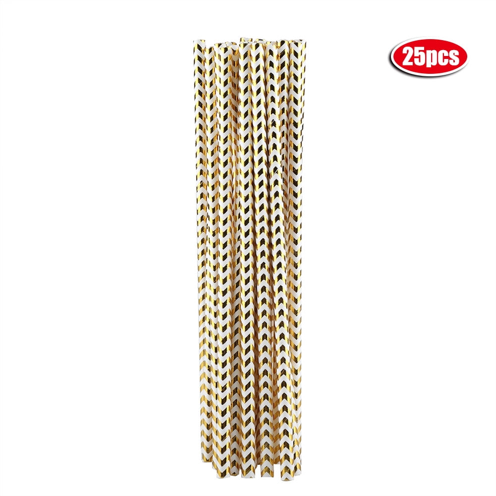 Disposable Party Décor Kit for Celebrations Golden Stripe Paper Plate ...