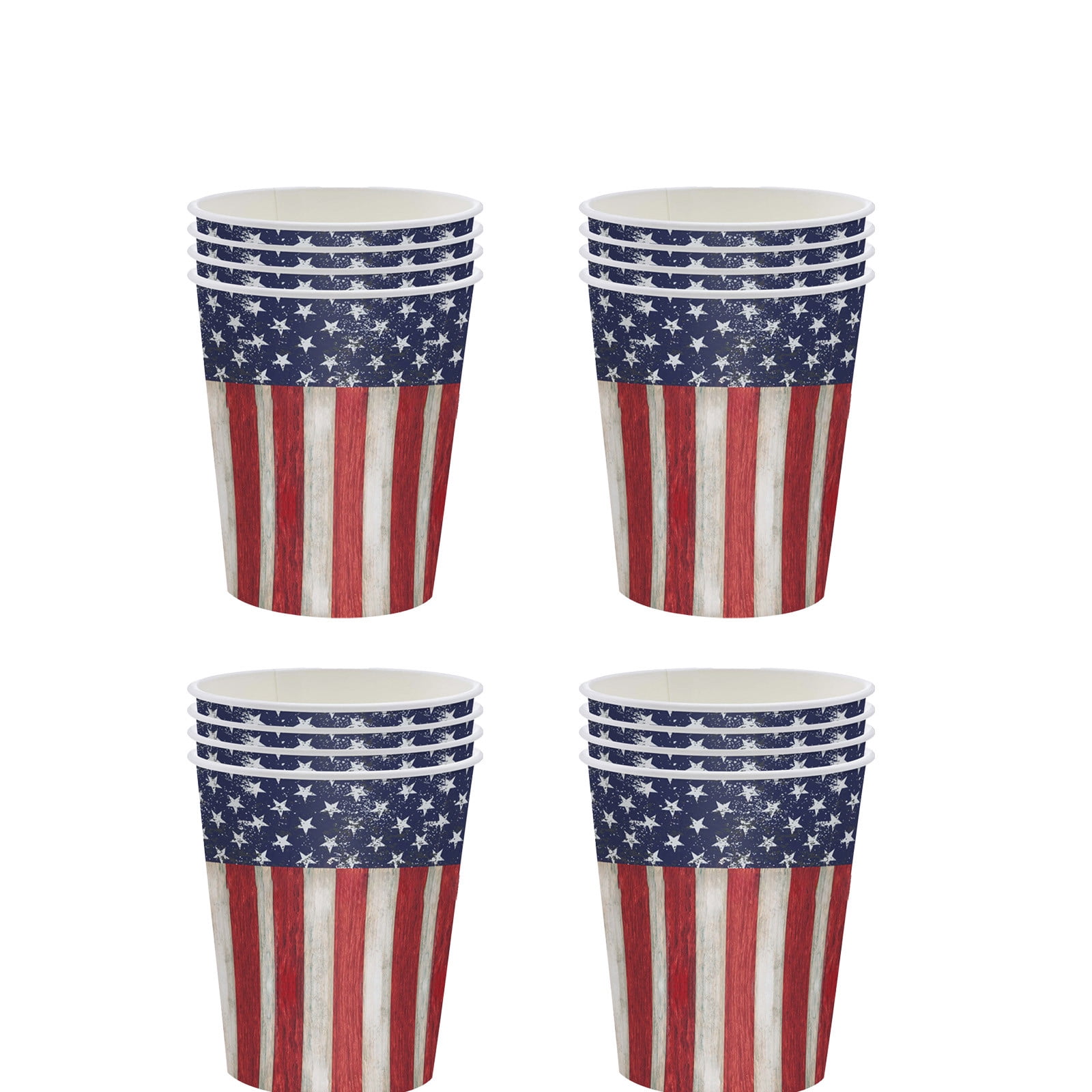 Disposable Party Tableware Patriotic Stars Stripes Design 16 Pieces Red ...