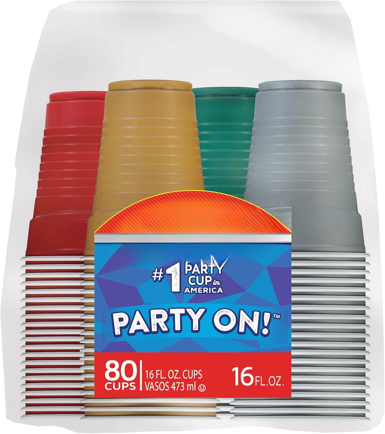 Disposable Plastic Cups, Assorted, 16 Ounce, 100 Count - Walmart.com