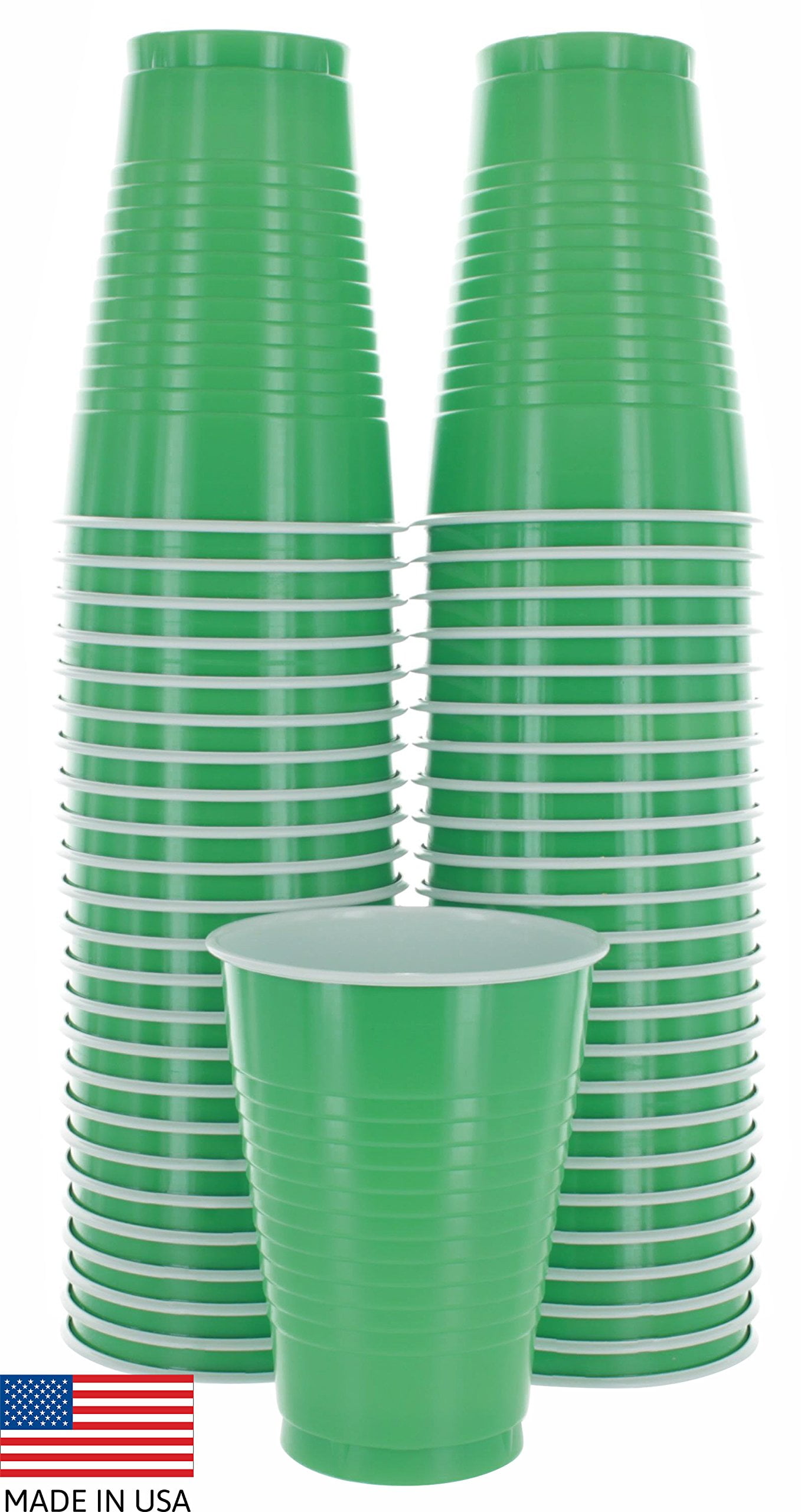 Disposable Plastic Cups, Green Colored Plastic Cups, 12-Ounce Plastic ...
